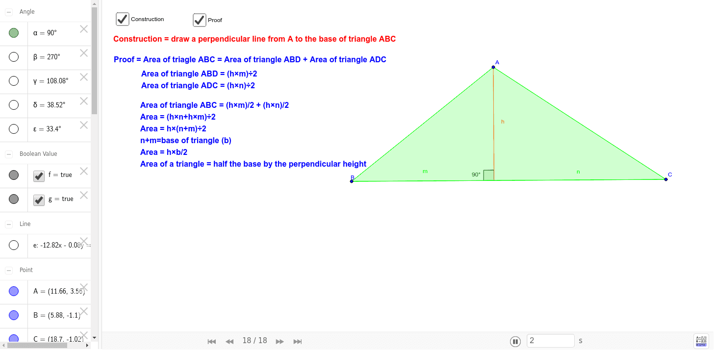 Proof = The area of a triangle – GeoGebra