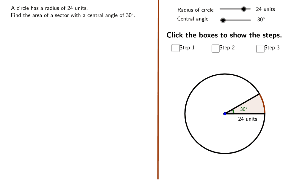 Area of a Sector Practice – GeoGebra