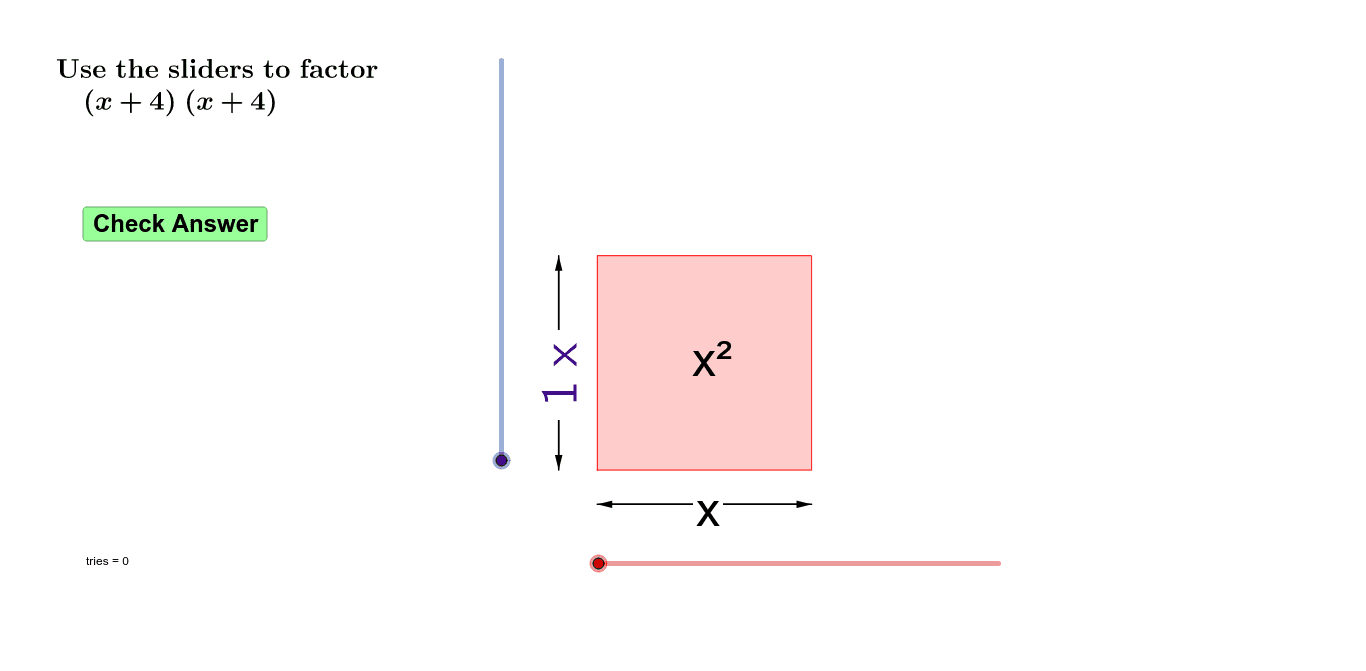 Area model for factoring quadratics – GeoGebra