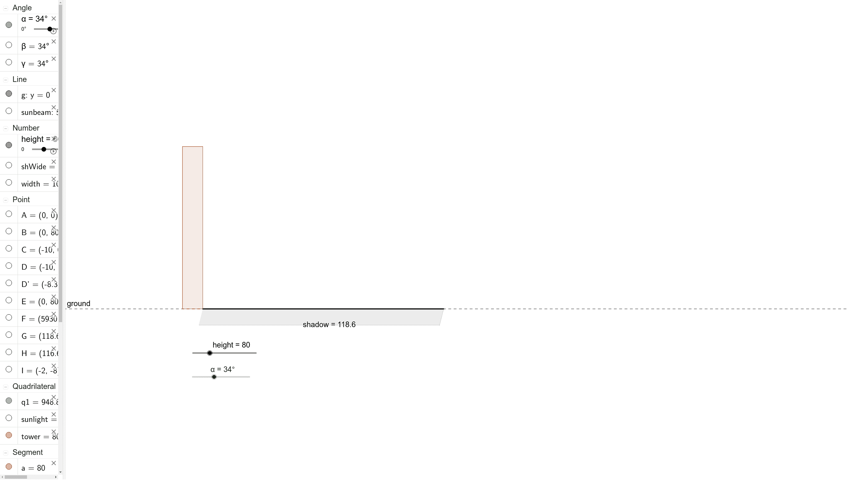Shadow simulator – GeoGebra