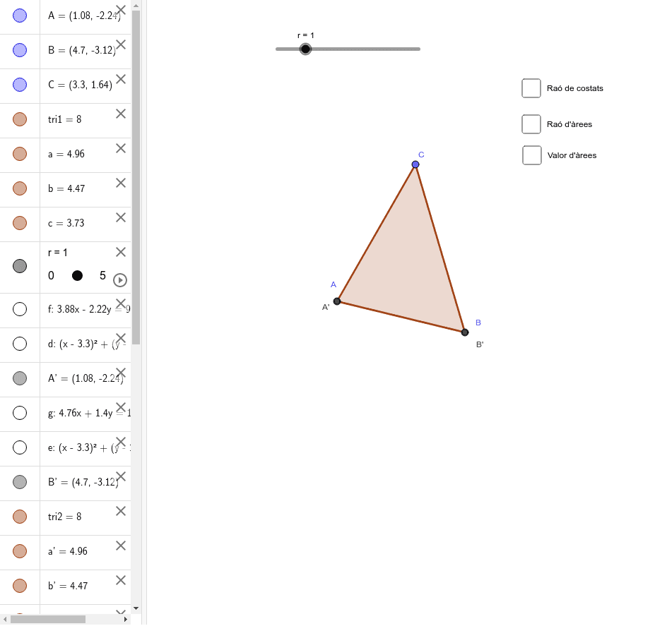 Triangles semblants en posició de Thales – GeoGebra
