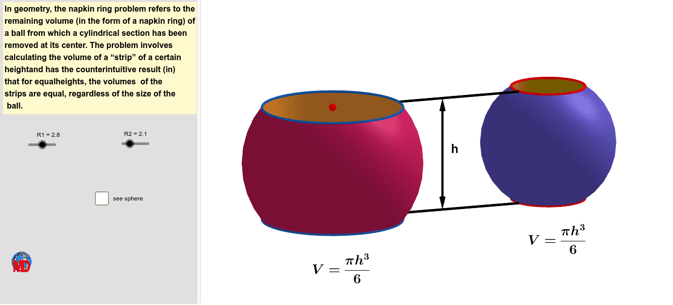 The napkin ring problem – GeoGebra