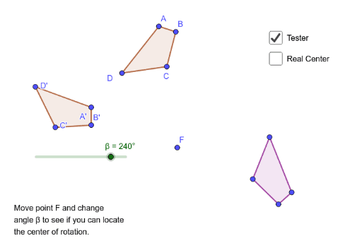 Finding the Center of Rotation – GeoGebra