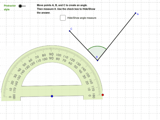 Protractor Practice (Not Random) – GeoGebra