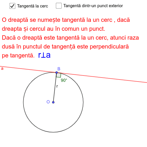 Tangenta la cerc – GeoGebra