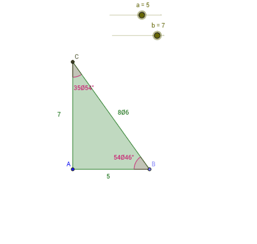 Construcció de triangles rectangles amb punts lliscants – GeoGebra
