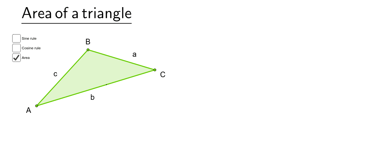 Proofs Of Sine Rule Cosine Rule Area Of A Triangle GeoGebra