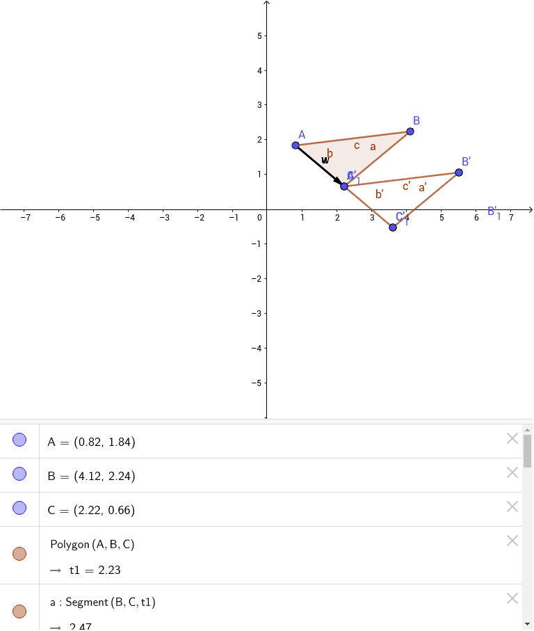 translating a triangle in a coordinate plane using a vector – GeoGebra
