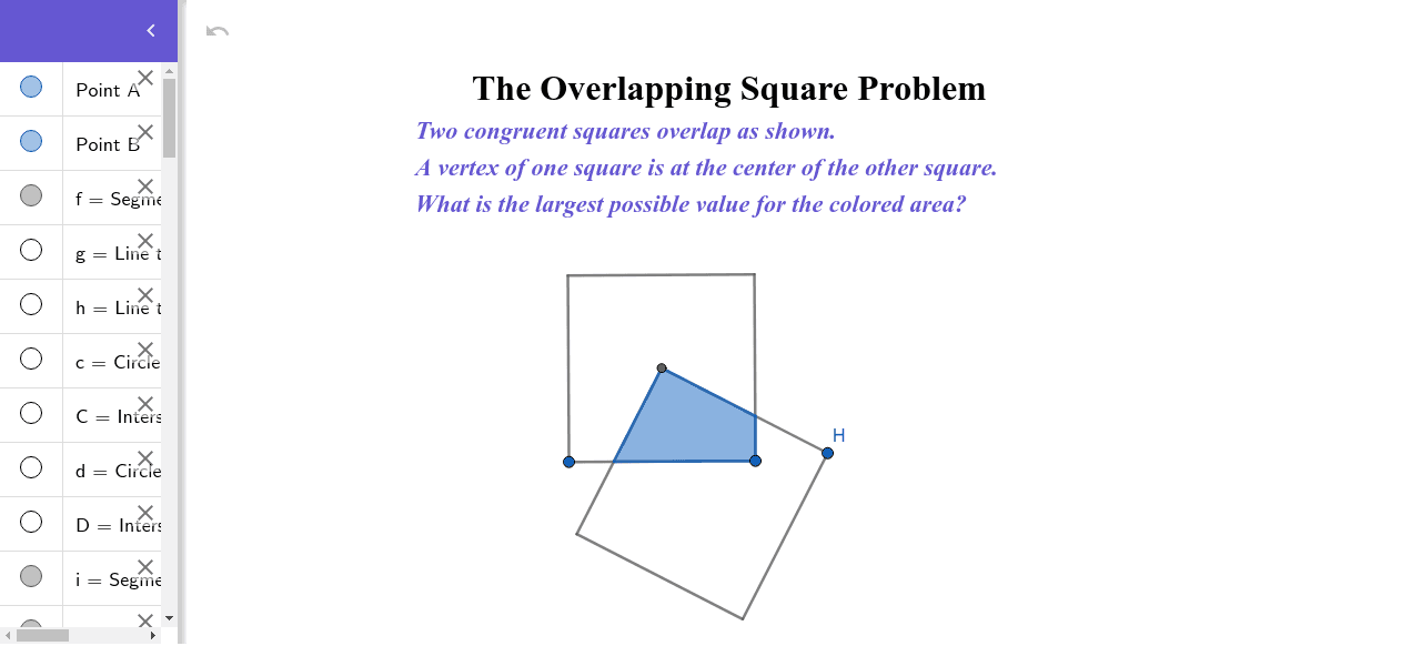 The Overlapping Square Problem - Explore – GeoGebra