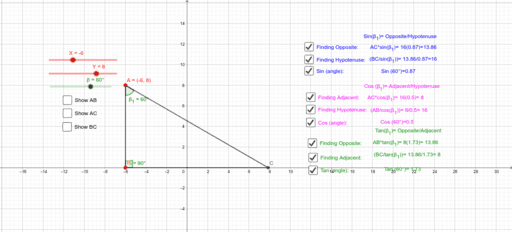 Finding Side Lengths using SOHCAHTOA – GeoGebra