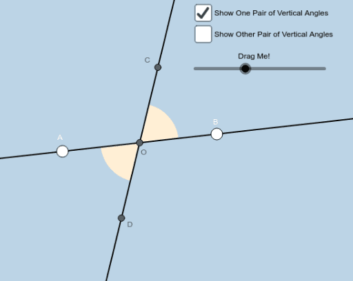 Vertical Angles Exploration (2) – GeoGebra