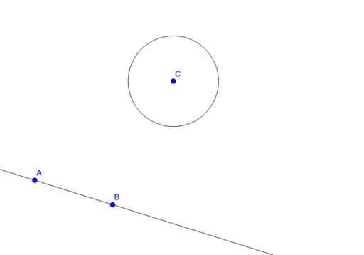 Point-Point-Circle Apollonius problem – GeoGebra
