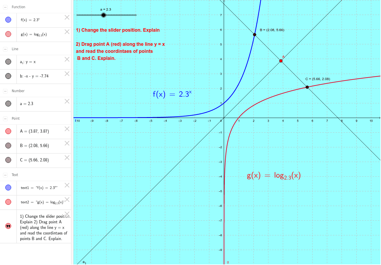 Exponential and Logarithmic Functions – GeoGebra