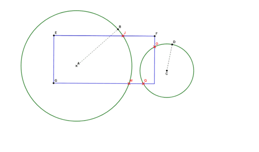 Un rectangle et deux cercles – GeoGebra