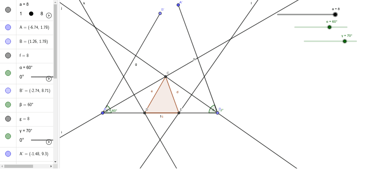 CONSTRUCTING A TRIANGLE WHEN PERIMETER AND BOTH BASE ANGLES ARE GIVEN – GeoGebra