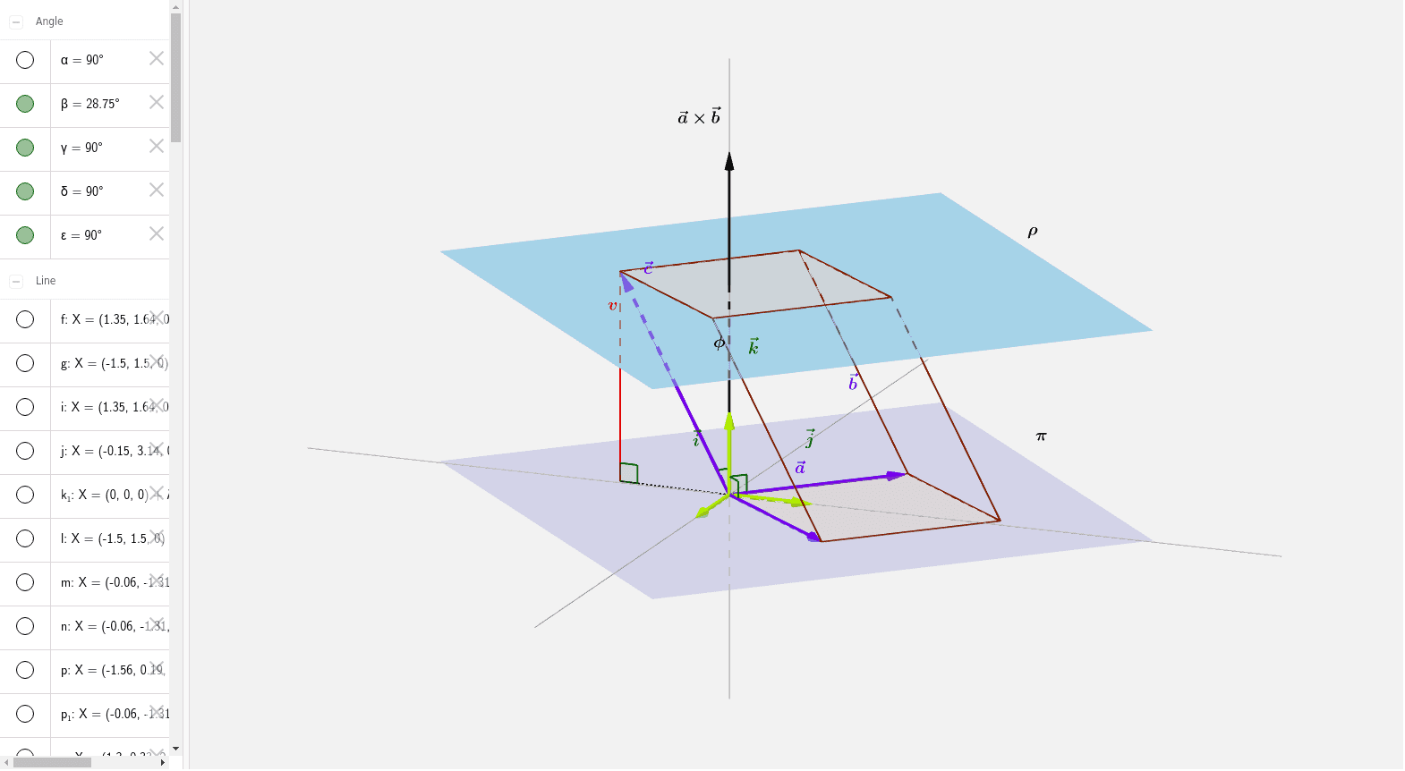 Triple vector product – GeoGebra
