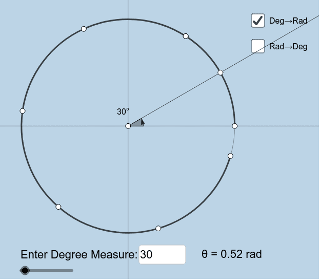 Radians and Degrees – GeoGebra