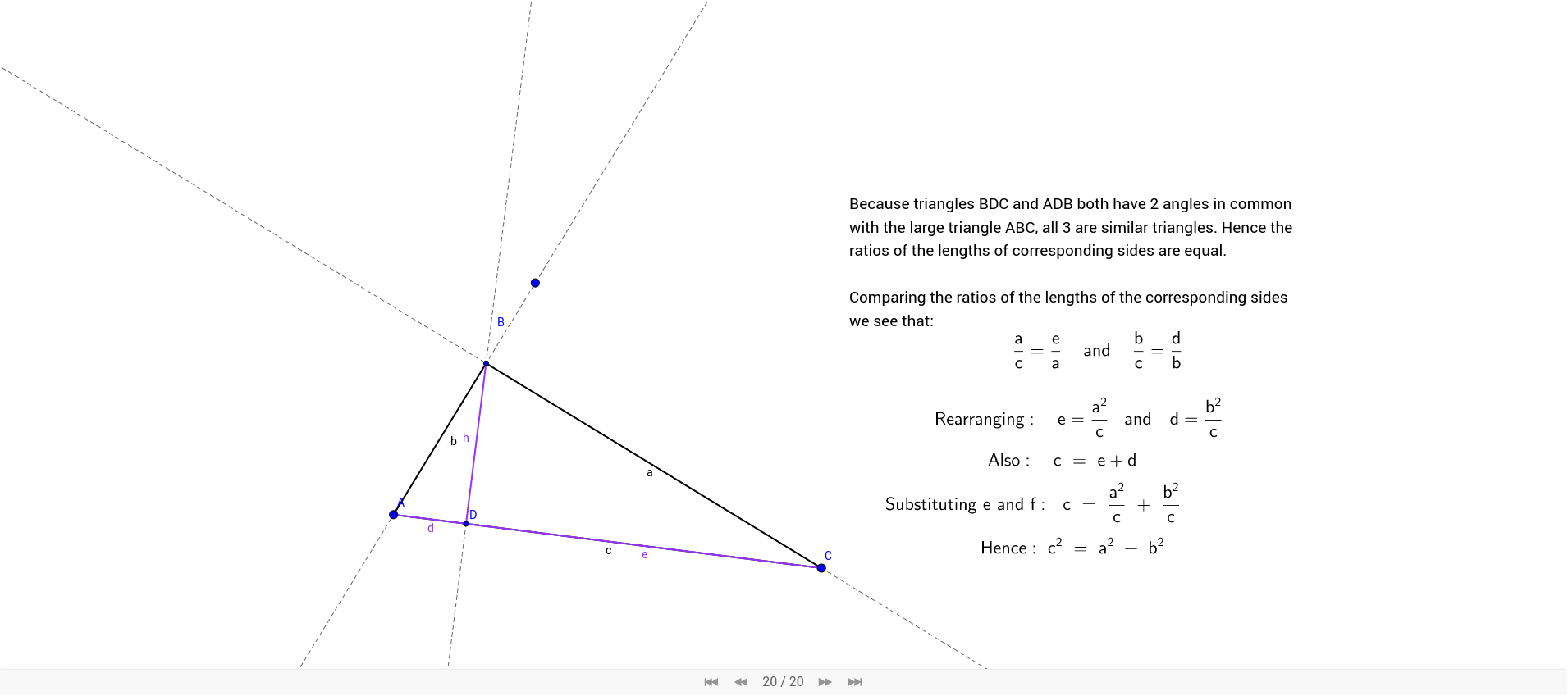 Equivalent angles of Right Angle Triangles – GeoGebra