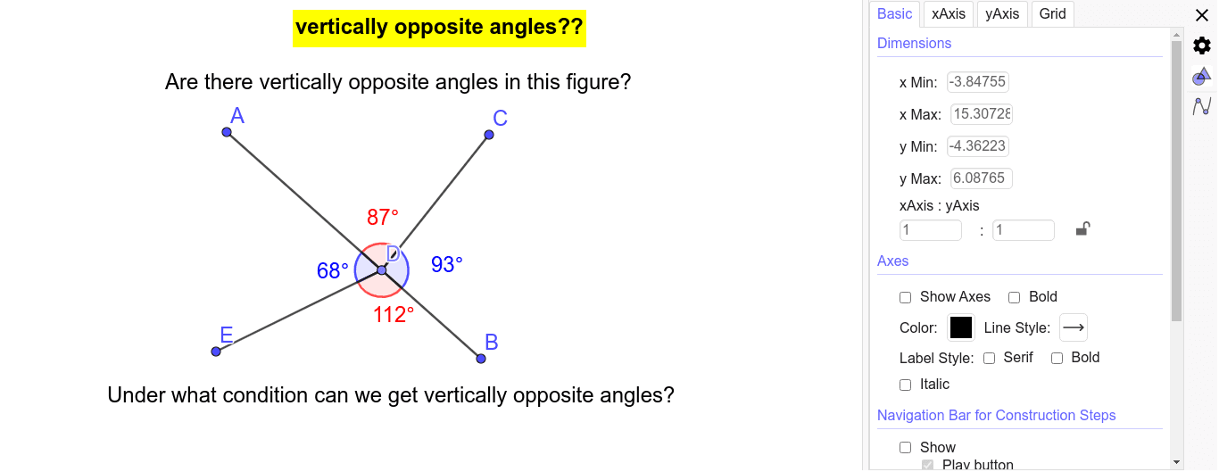 Vertically opposite angles? – GeoGebra