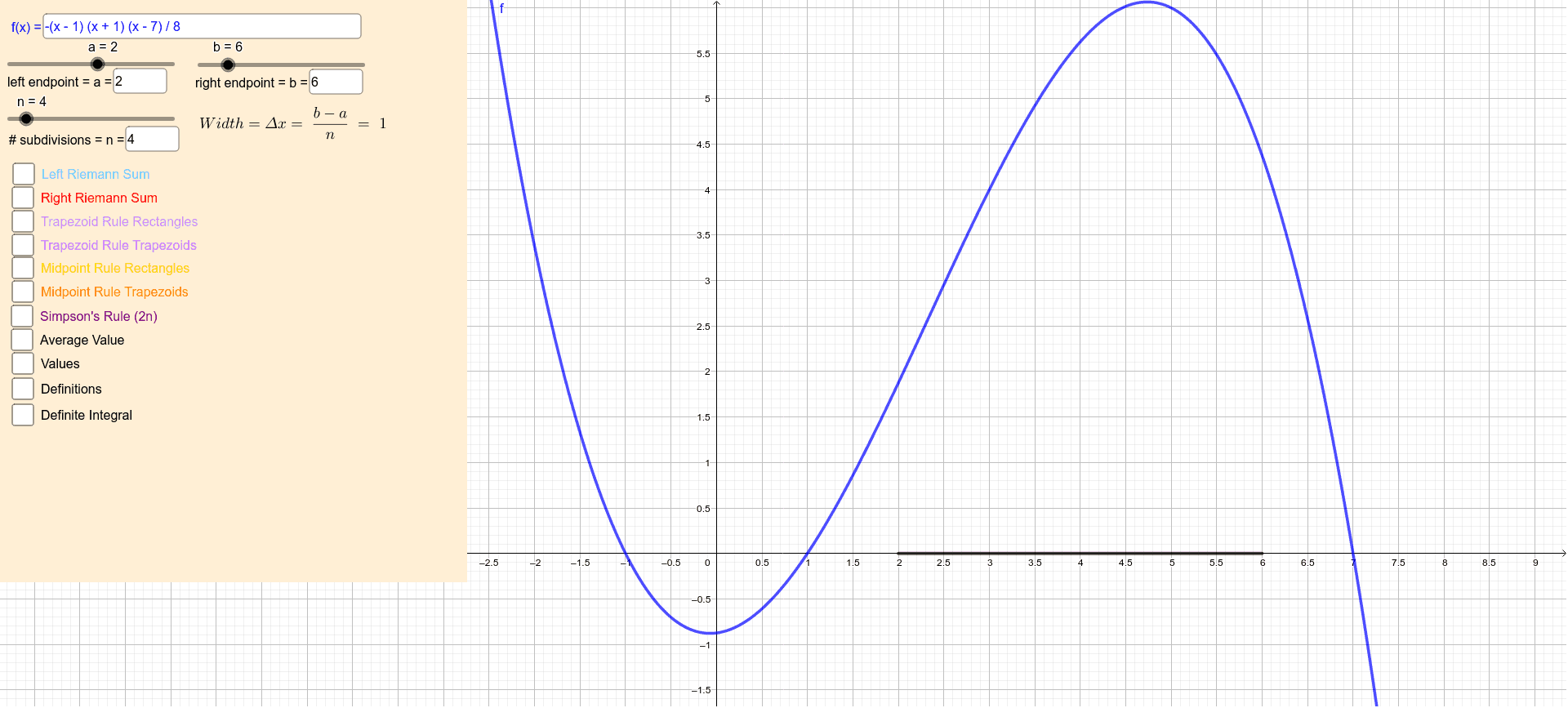 Definite Integral Introduction & Approximation – GeoGebra