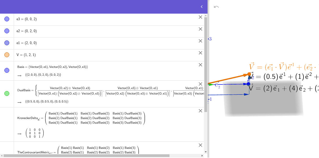 Covariant And Contravariant Vector Components Geogebra