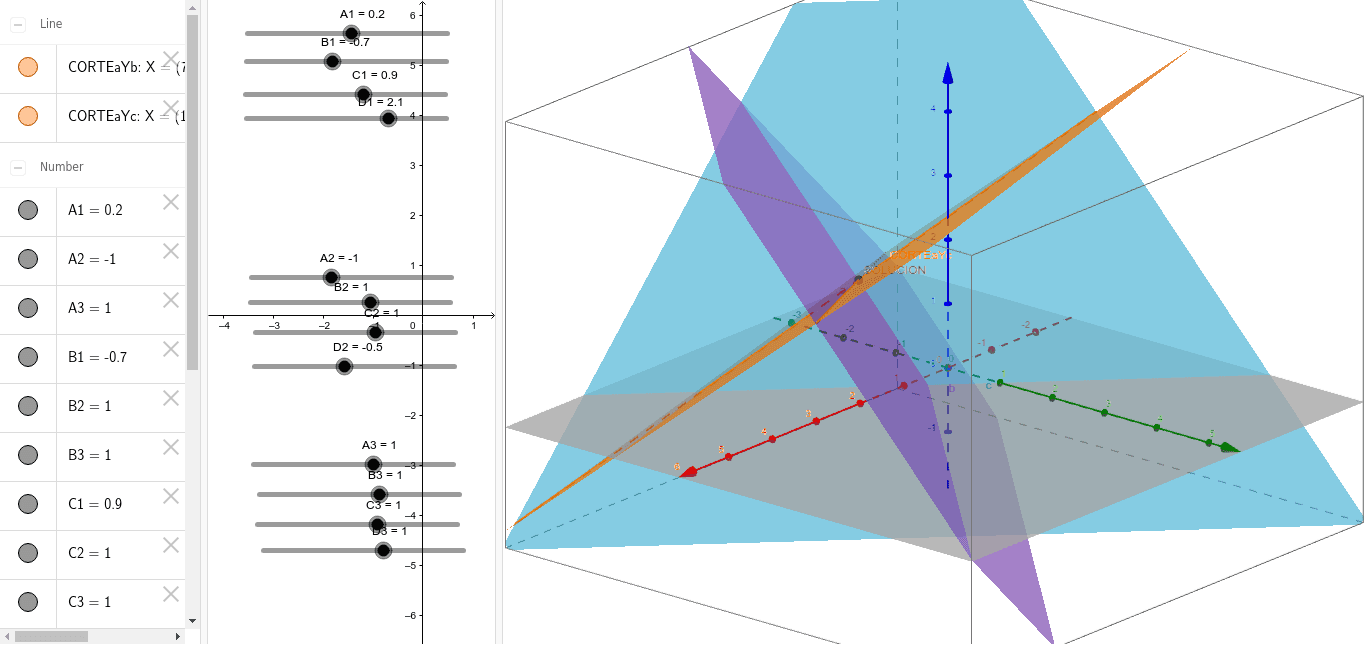 POSICIONES RELATIVAS DE TRES PLANOS EN R3 – GeoGebra
