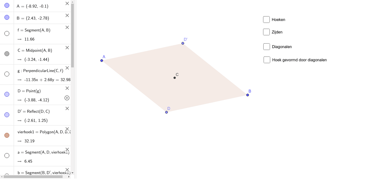 Eigenschappen ruit – GeoGebra