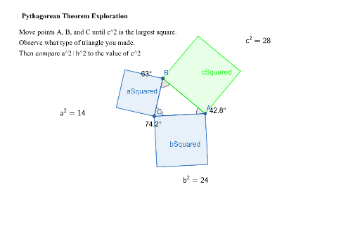 Pythagorean Theorem Exploration – GeoGebra