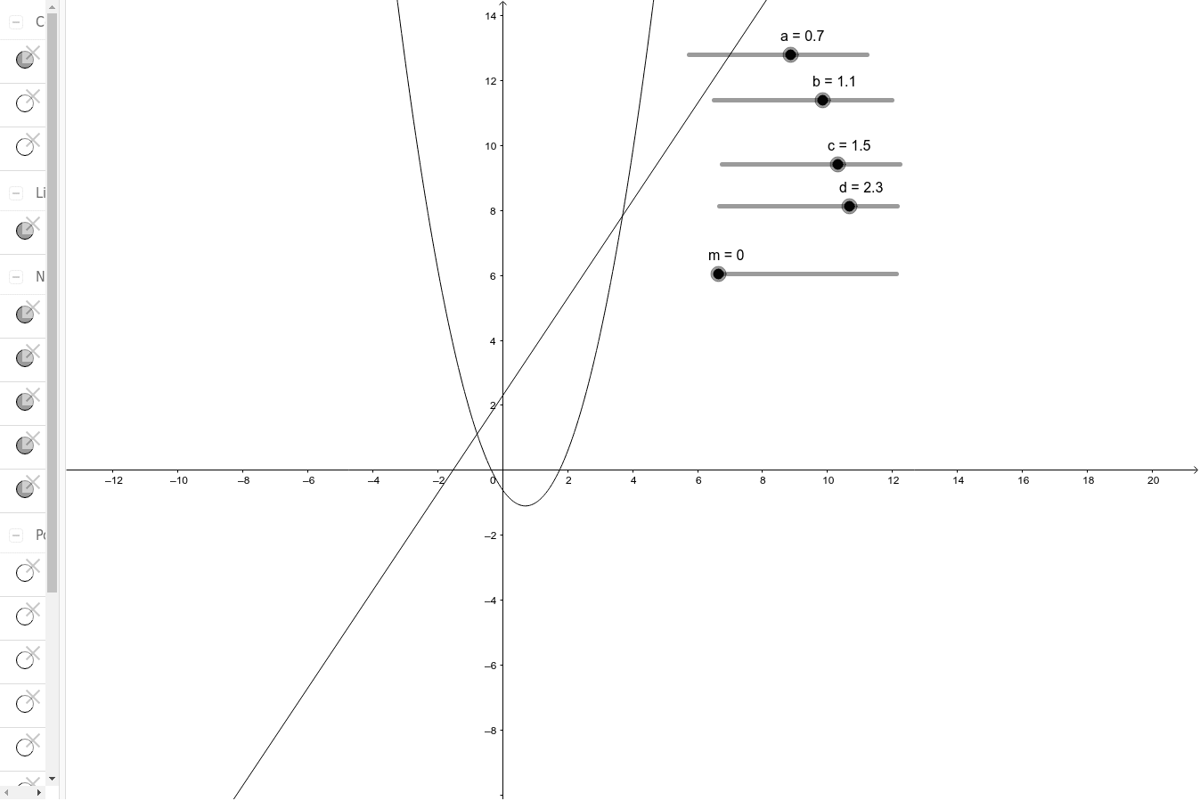 Quadratic Line Intercept – GeoGebra