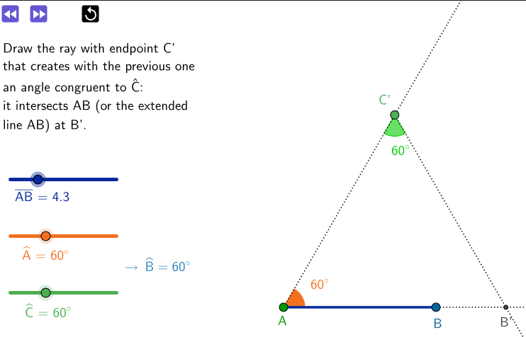 Constructing a triangle, given a side and two angles – GeoGebra