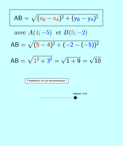 Calcul de distance entre deux points du plan – GeoGebra