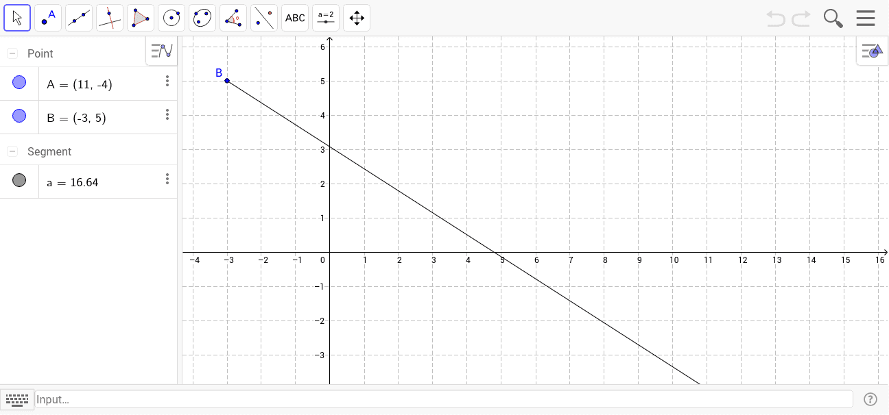 Calculation of Gradient – GeoGebra