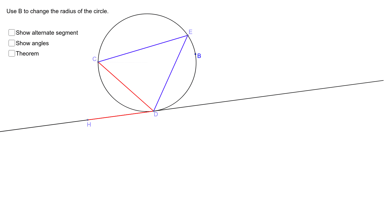 The Angle Between a Tangent and a Chord – GeoGebra