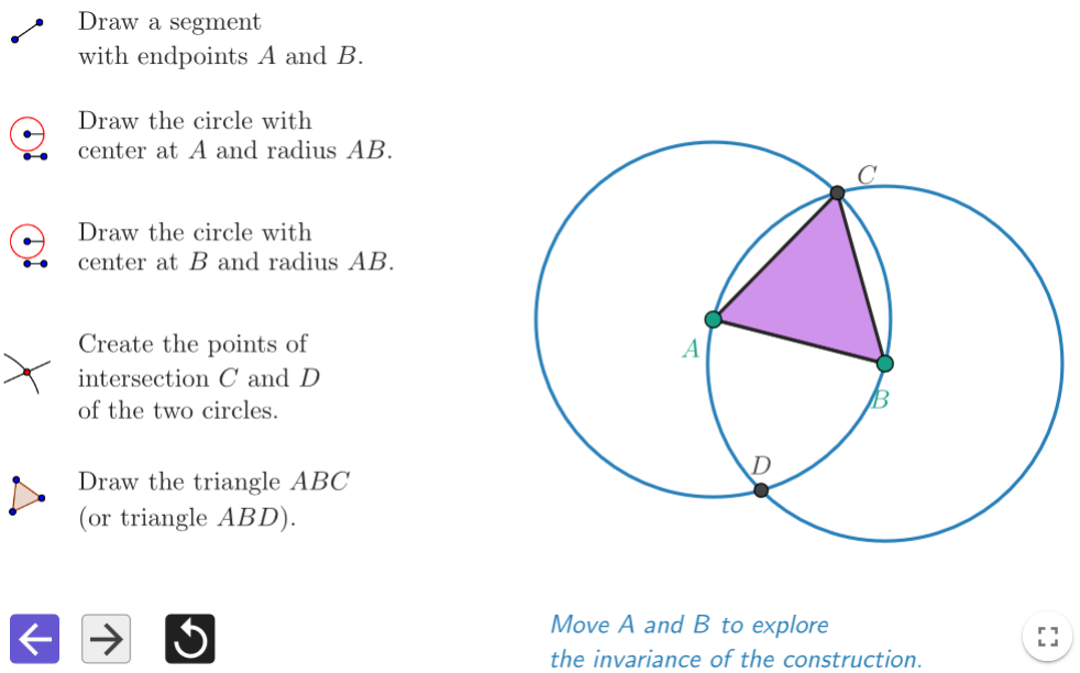 Constructing Equilateral Triangles + Activities – GeoGebra