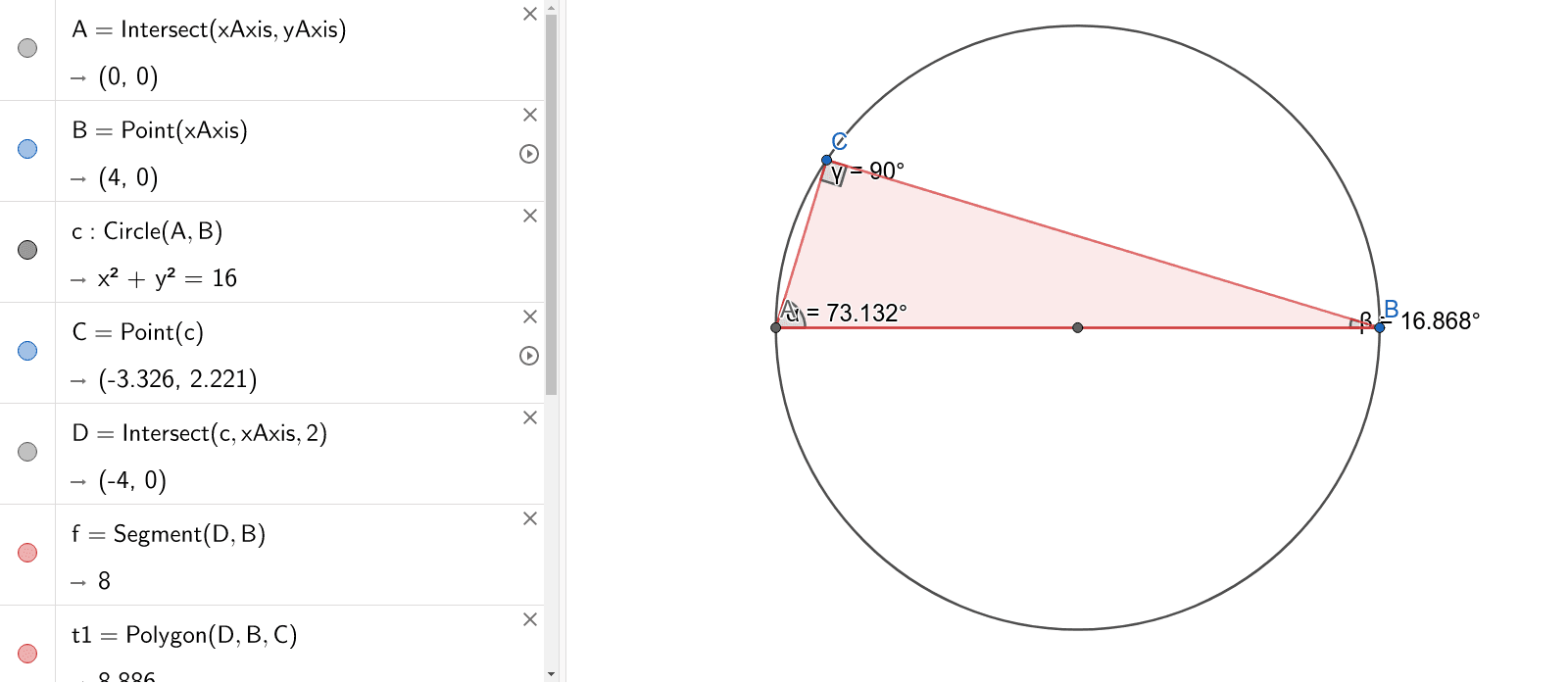 Triangle formed with Diameter – GeoGebra
