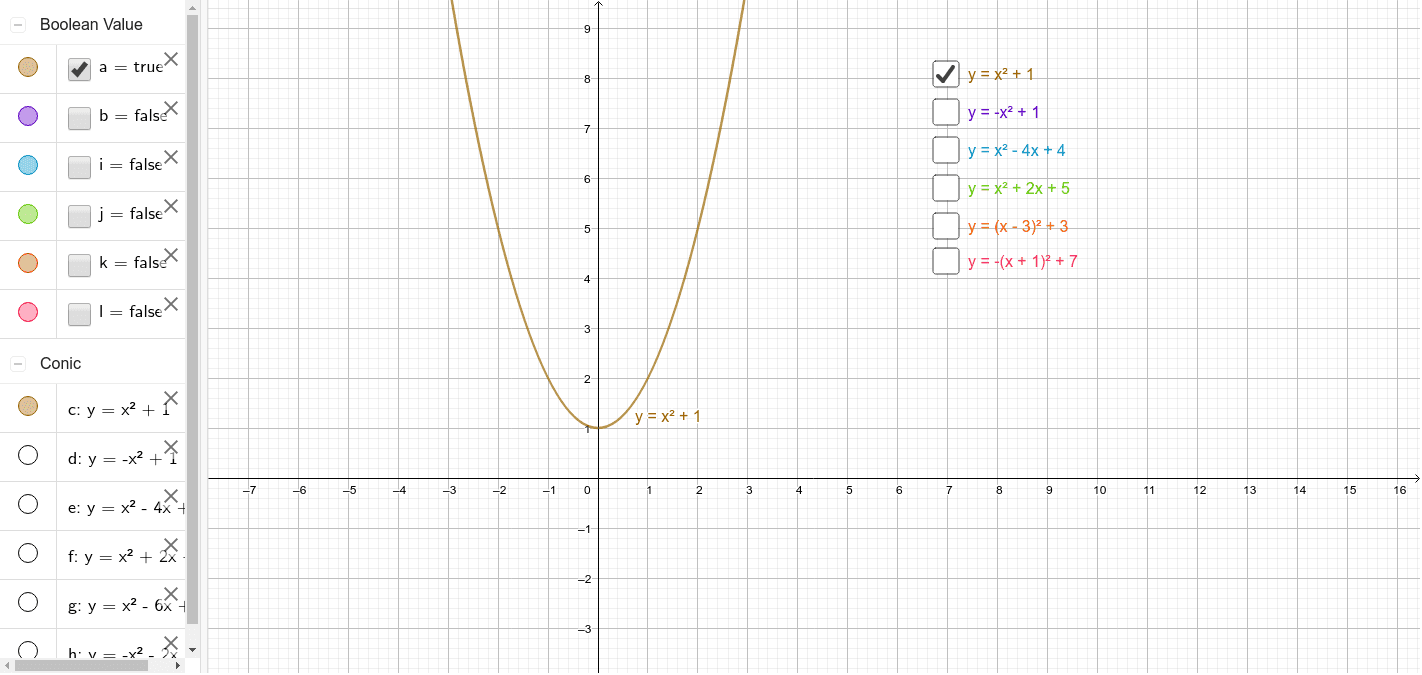 二次函數例子 Examples of quadratic equations – GeoGebra