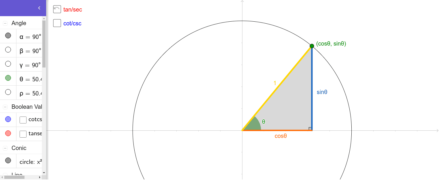 Unit Circle Color Trigonometry – GeoGebra