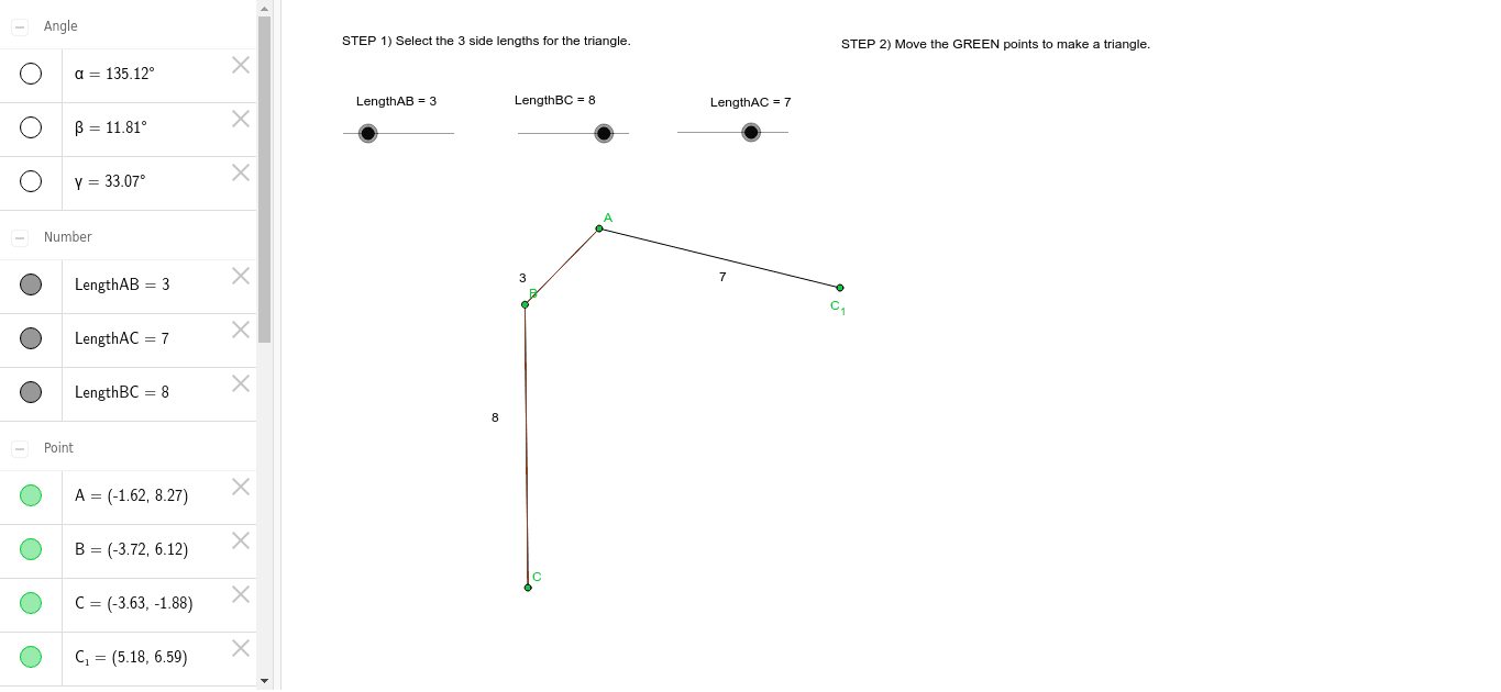 SSS Triangle Exploration – GeoGebra