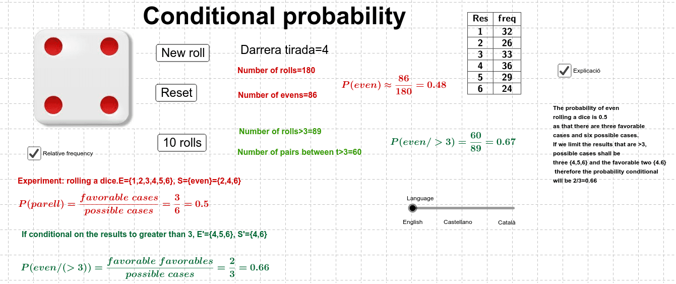 Conditional probability – GeoGebra