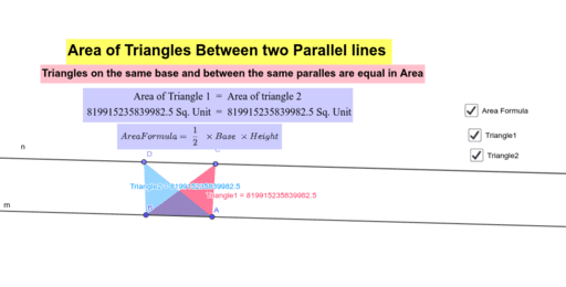 Topic 1 - Area of Triangles Between Two Parallel Lines – GeoGebra