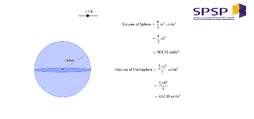 Volume of Sphere Compared to Volume of Hemisphere – GeoGebra