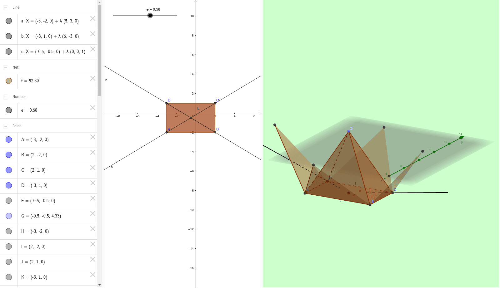 Pyramide + Netz – GeoGebra