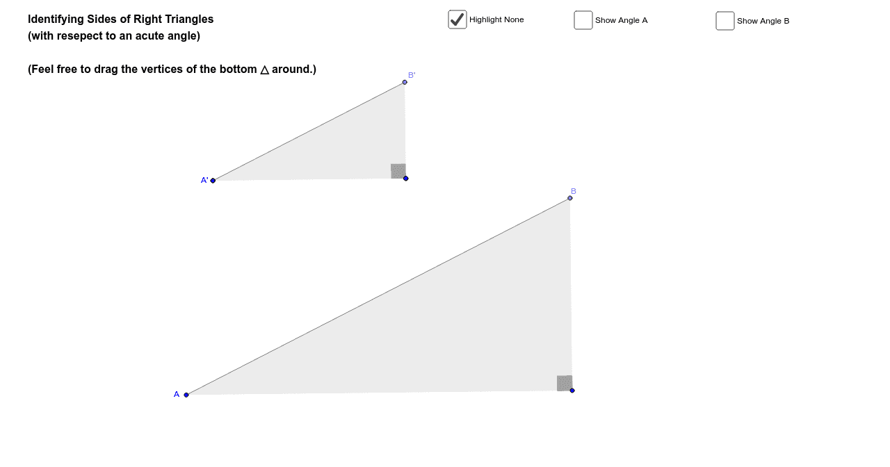Identificar los lados de un triángulo rectángulo – GeoGebra