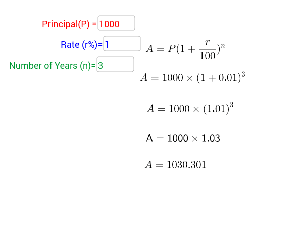 Compound Interest With Input Boxes Geogebra