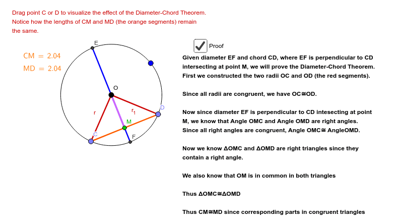 Diameter-Chord Theorem – GeoGebra