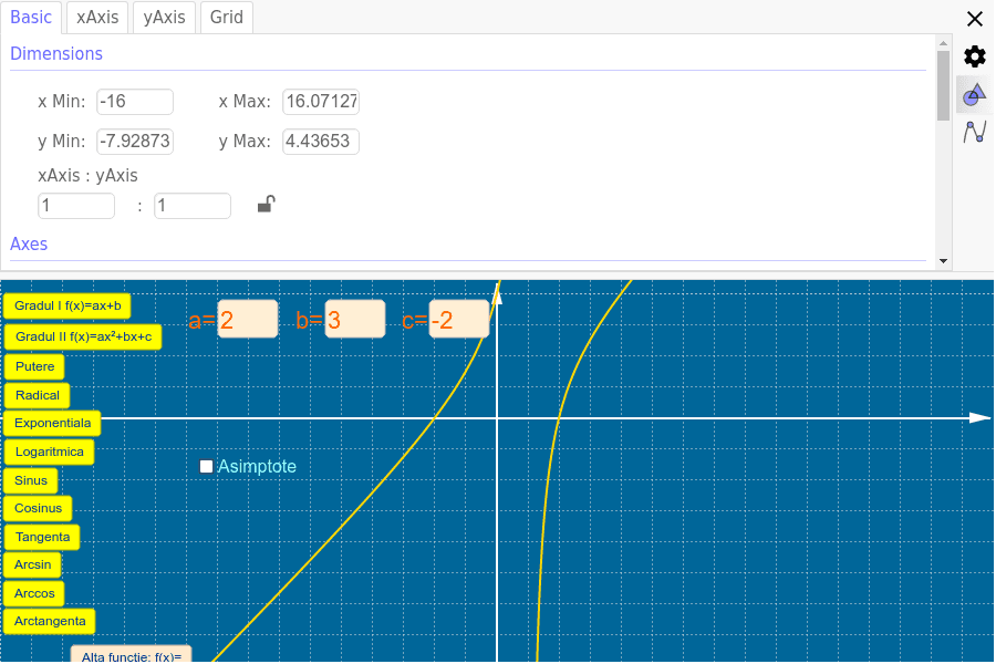 Functii elementare – GeoGebra