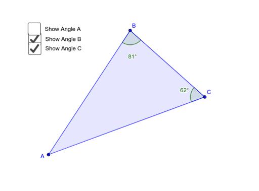 Adjustable triangle: Find the Missing Angle – GeoGebra