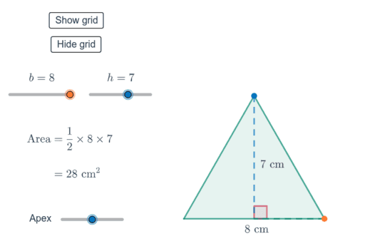Area of a triangle - change apex, height, base – GeoGebra