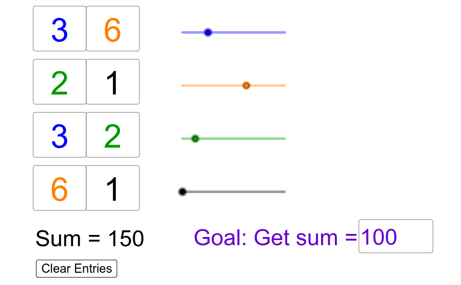 Open Middle Sum Problem – GeoGebra