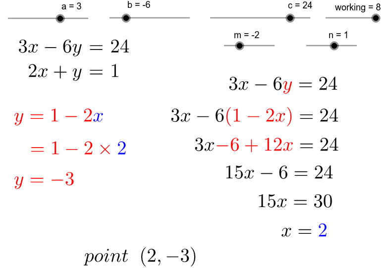 CPL of Simultaneous Equations Substitution GeoGebra